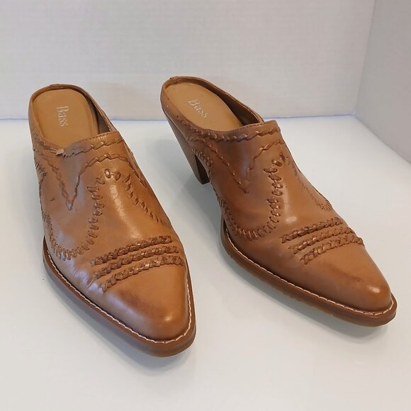 Bass | Shoes | Bass Riata Brown Leather Mule Western Boot Style Slide ...